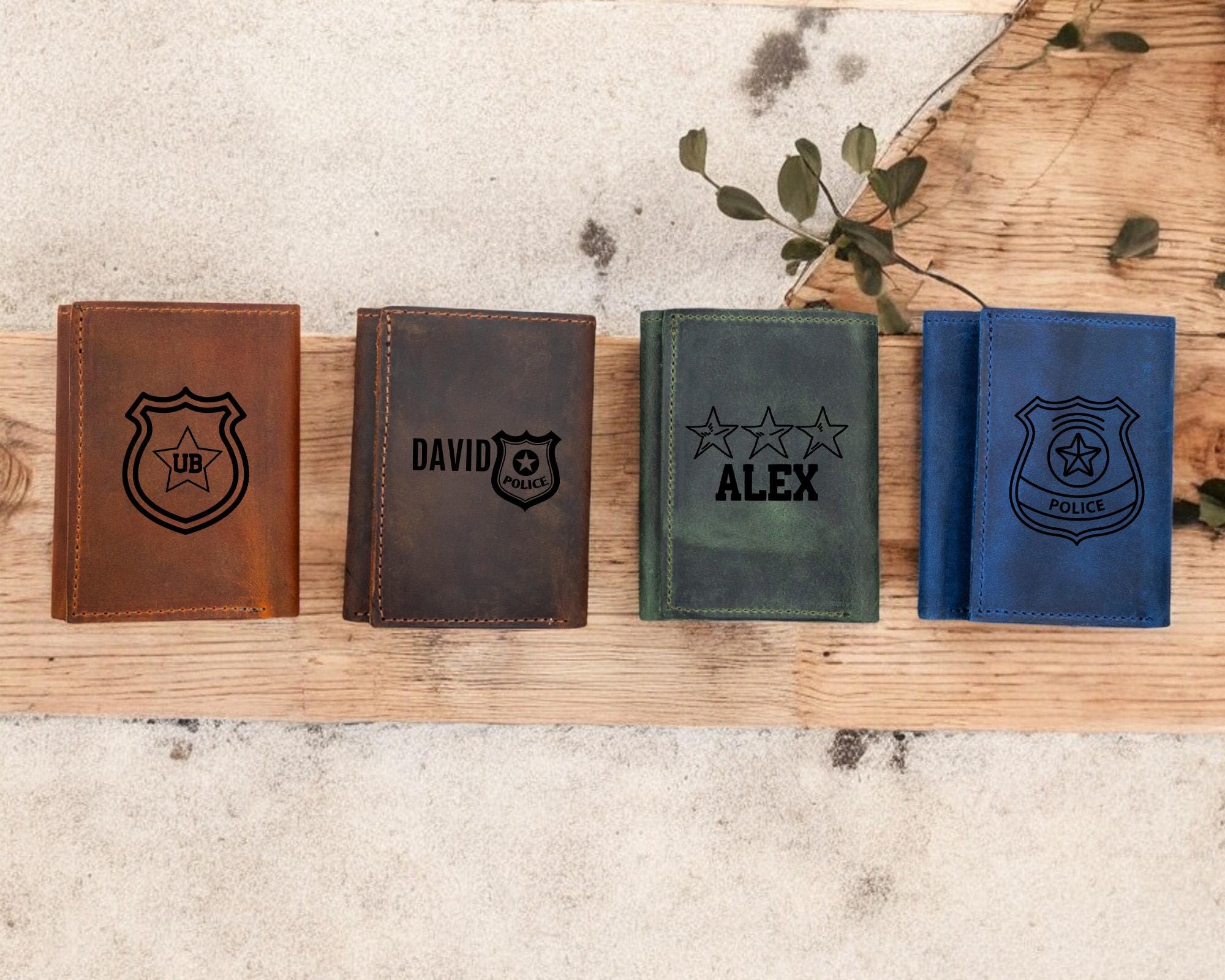 Police Person Leather Tri-fold Wallet, Fathers Day Gift, Gift for Dad ...