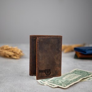 Police Person Leather Tri-fold Wallet, Fathers Day Gift, Gift for Dad ...