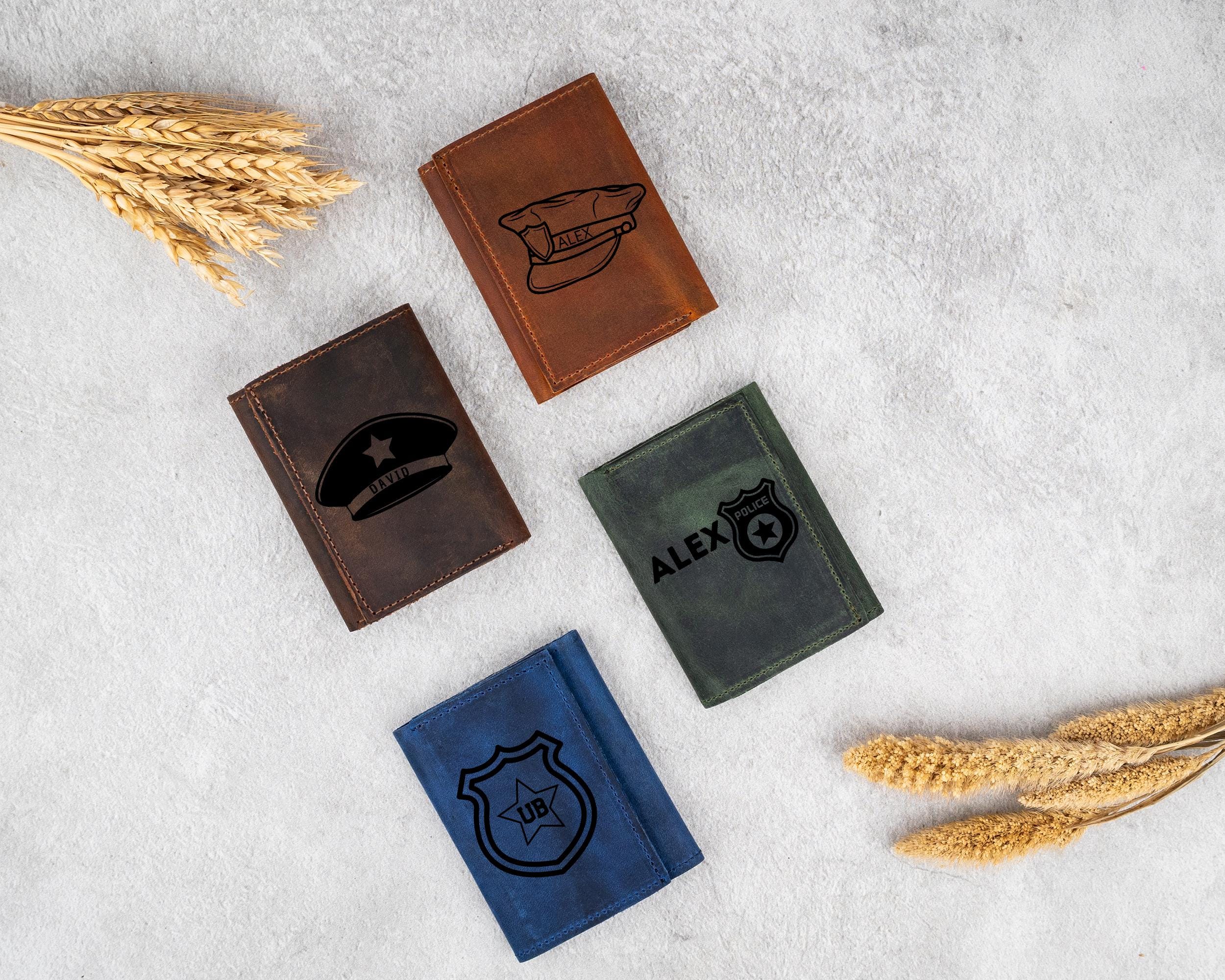 Police Person Leather Tri-fold Wallet, Fathers Day Gift, Gift for Dad ...