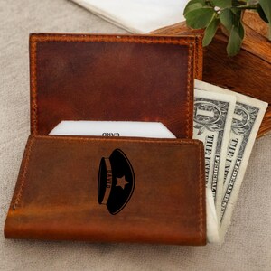 Police Person Leather Tri-fold Wallet, Fathers Day Gift, Gift for Dad ...
