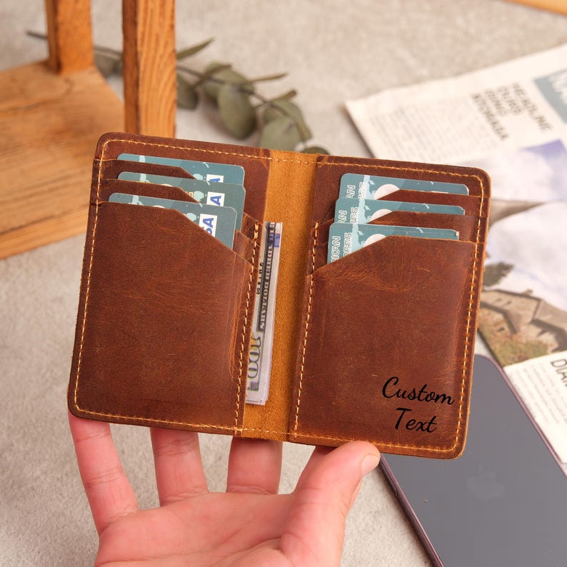 Handmade Leather Credit Card Holder, Leather Card Organizer ...