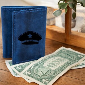 Police Person Leather Tri-fold Wallet, Fathers Day Gift, Gift for Dad ...