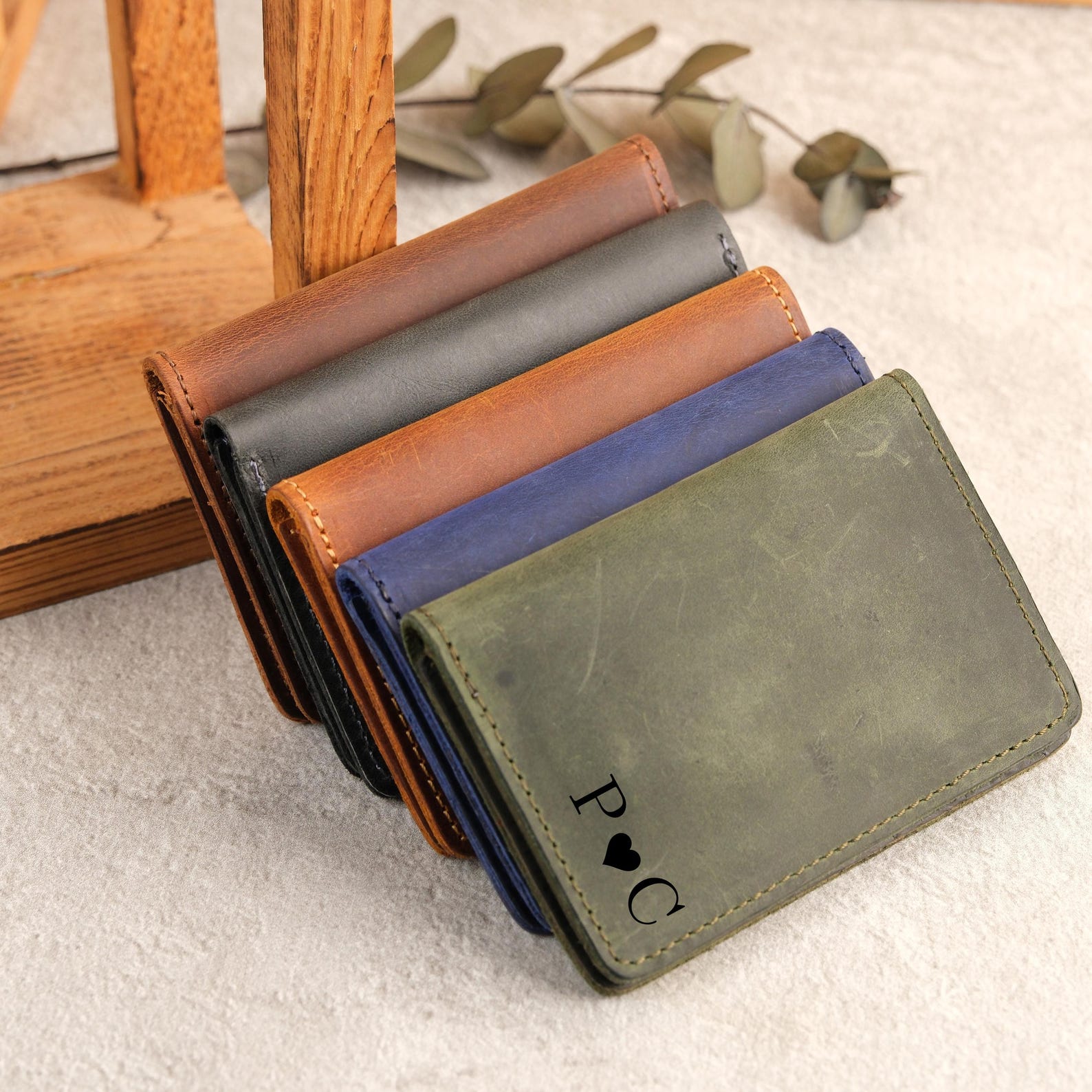 Handmade Leather Credit Card Holder, Leather Card Organizer ...