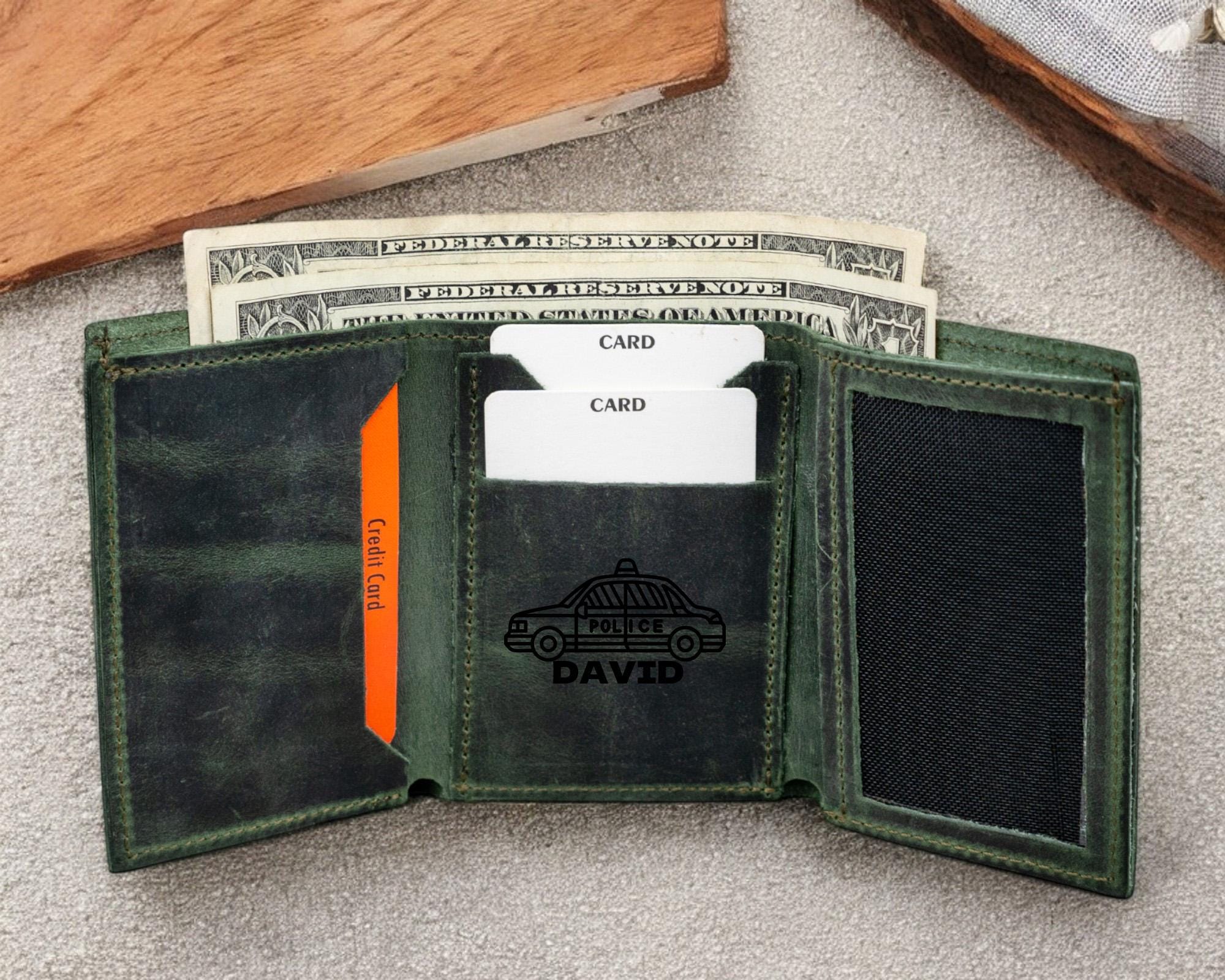Police Person Leather Tri-fold Wallet, Fathers Day Gift, Gift for Dad ...