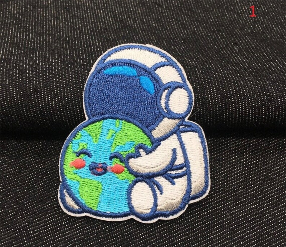 NASA Space Astronaut Patch Hugging Earth Iron on Sew on Patch, Cool ...
