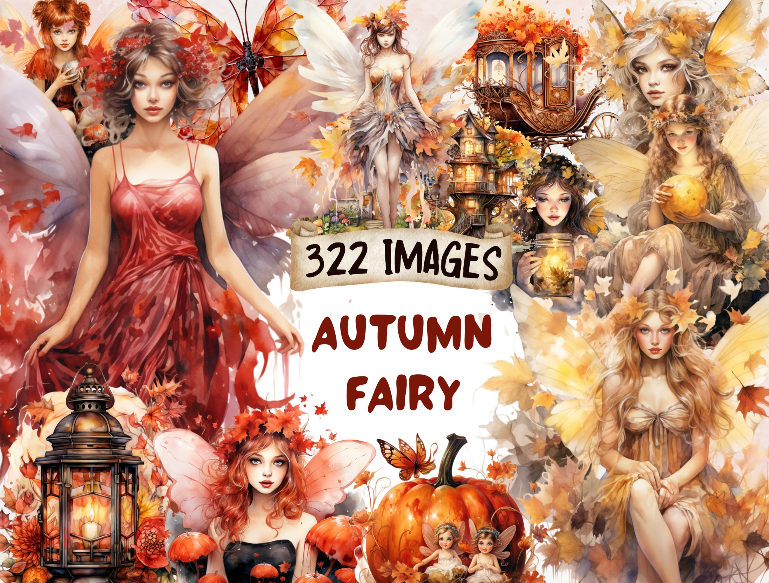 Autumn Fairy Clipart, 322 PNG Bundle, Autumn Fairy Wings, Fall Fairy ...