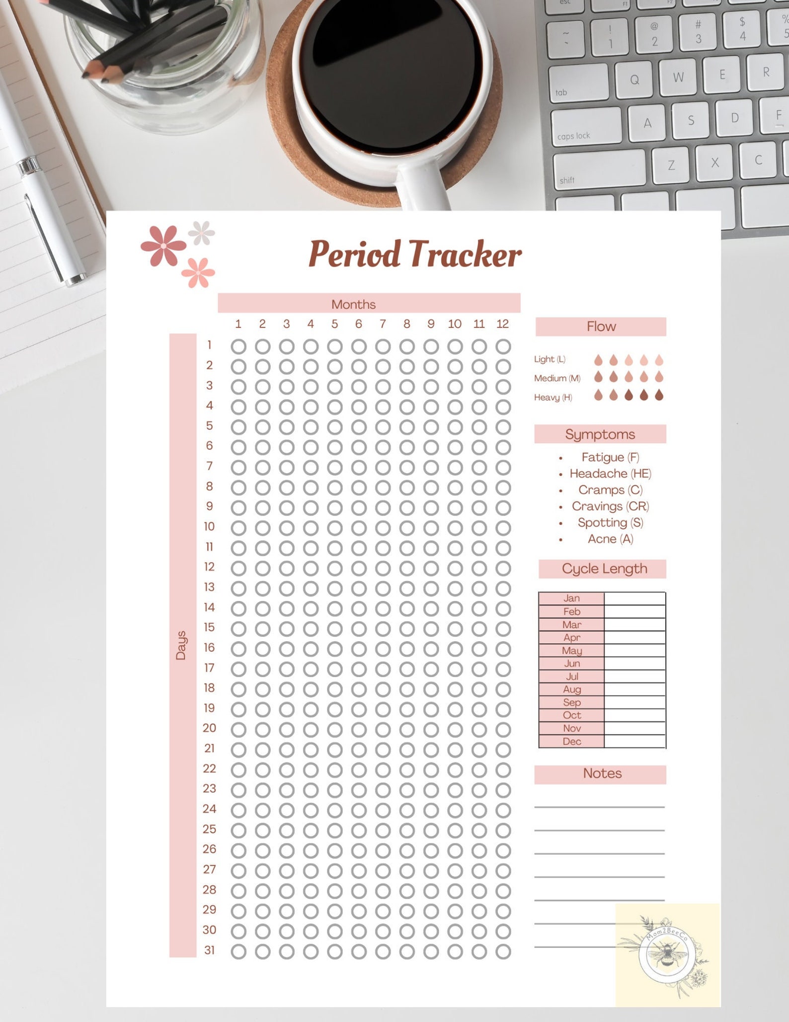 Period Tracker Template | Printable Template - Etsy