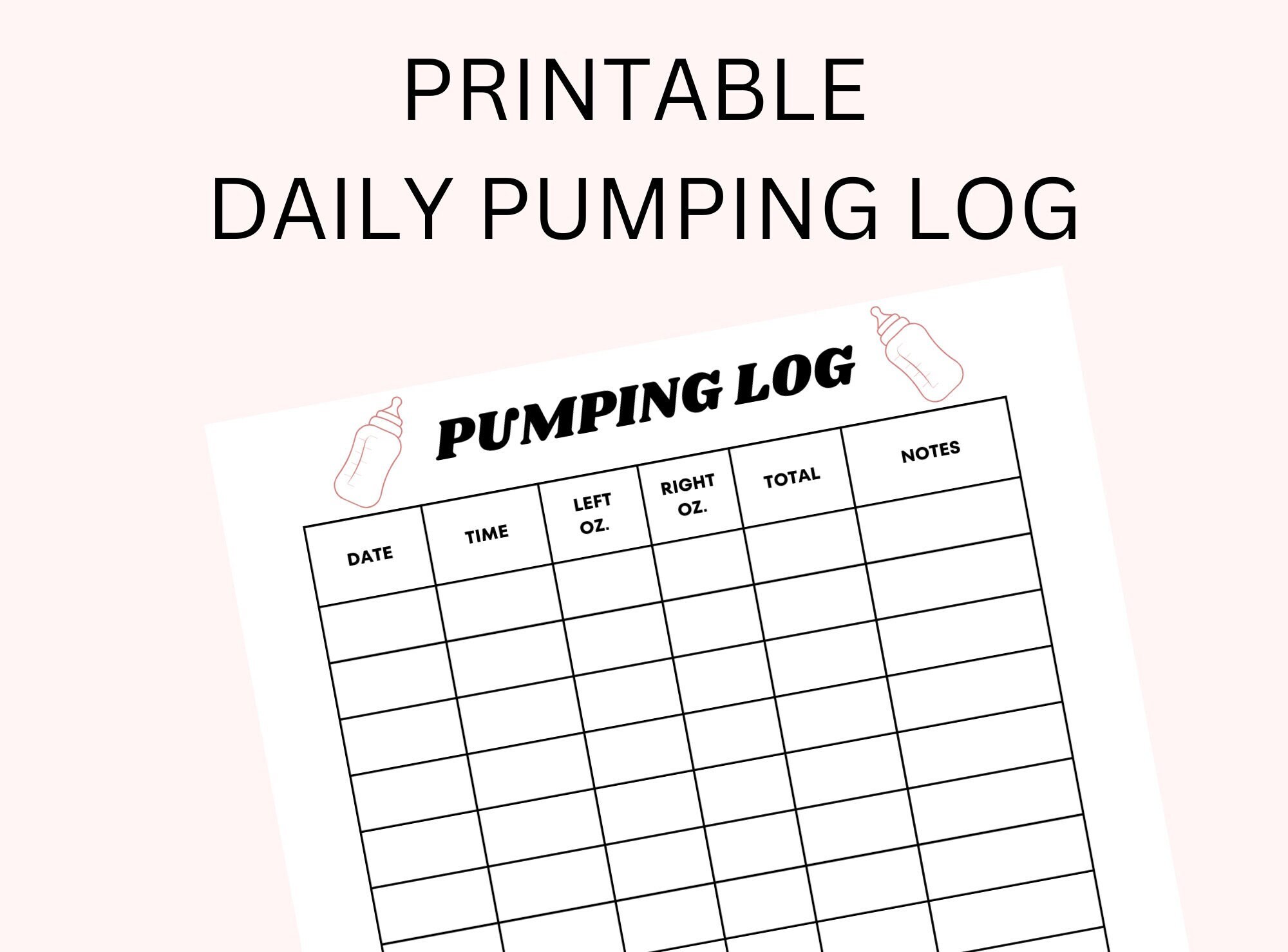 Pumping Log | Pumping Tracker | Printable Template - Etsy