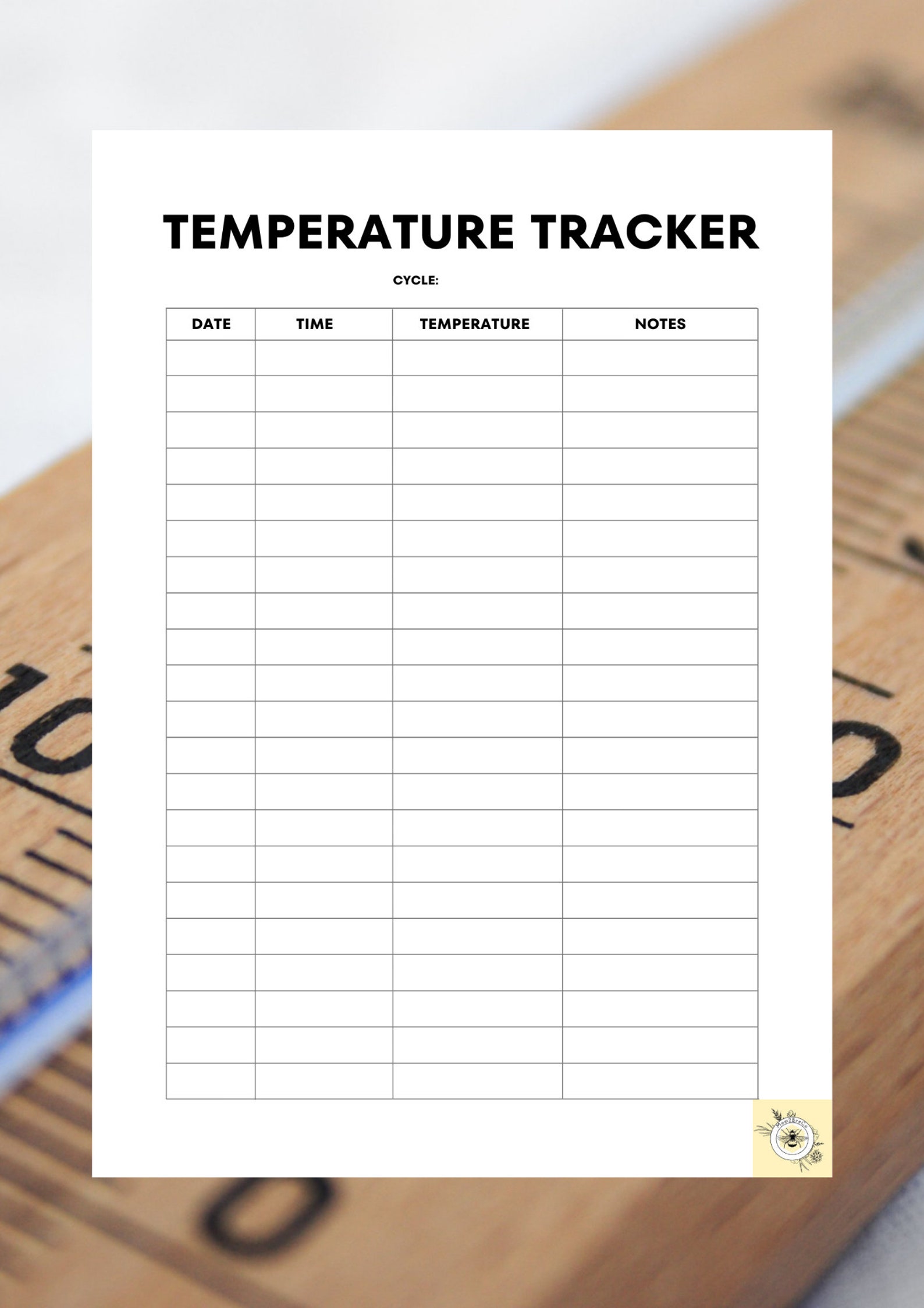 Temperature Tracker Template | Temperature Chart | Printable Template ...