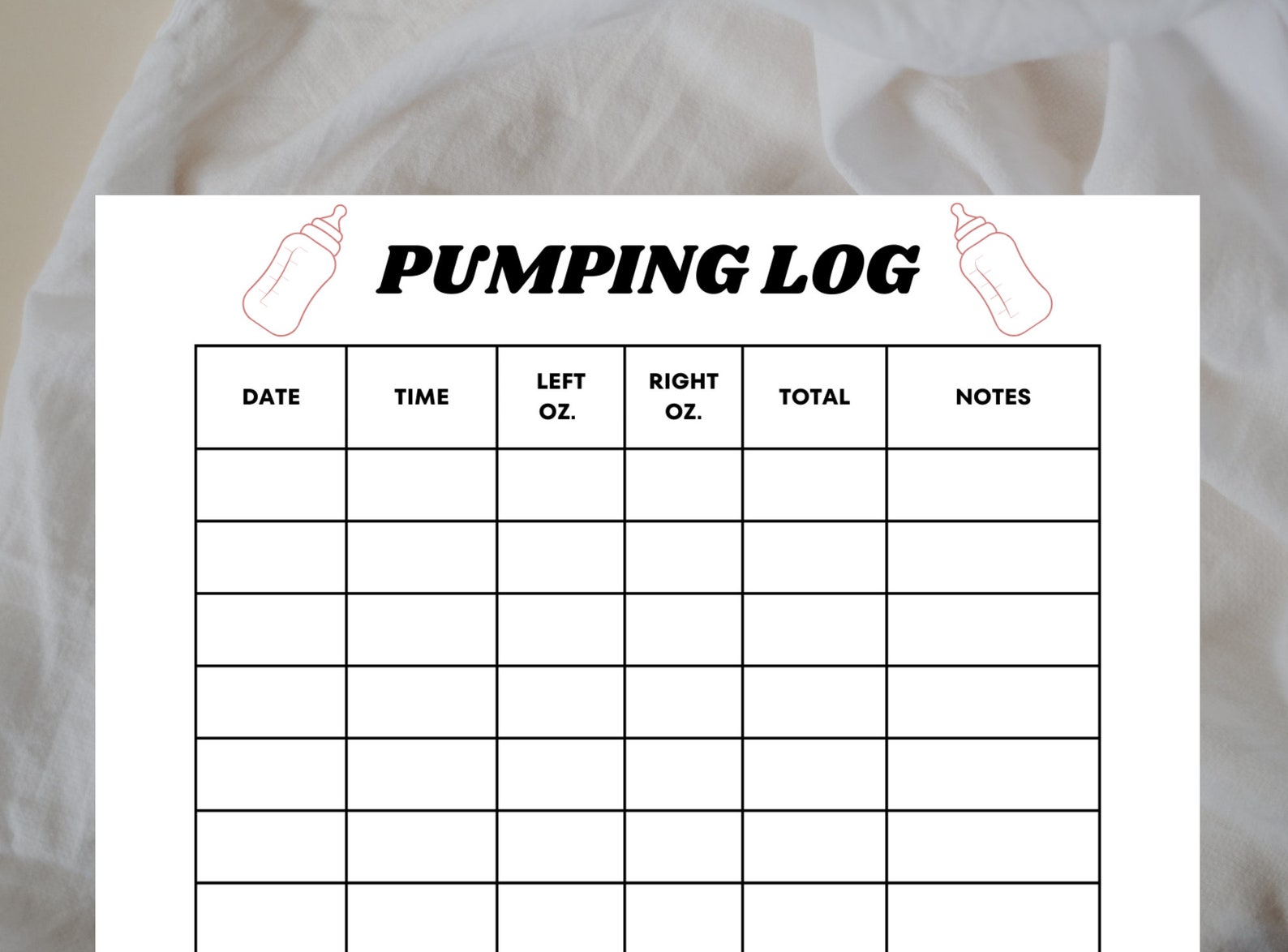 Pumping Log | Pumping Tracker | Printable Template - Etsy