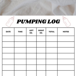 Pumping Log | Pumping Tracker | Printable Template - Etsy