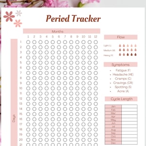 Period Tracker Template | Printable Template - Etsy