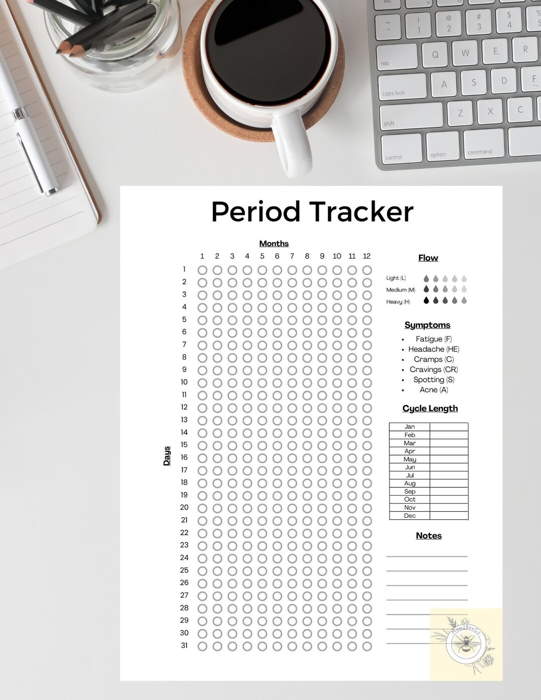 Period Tracker Template | Printable Template - Etsy