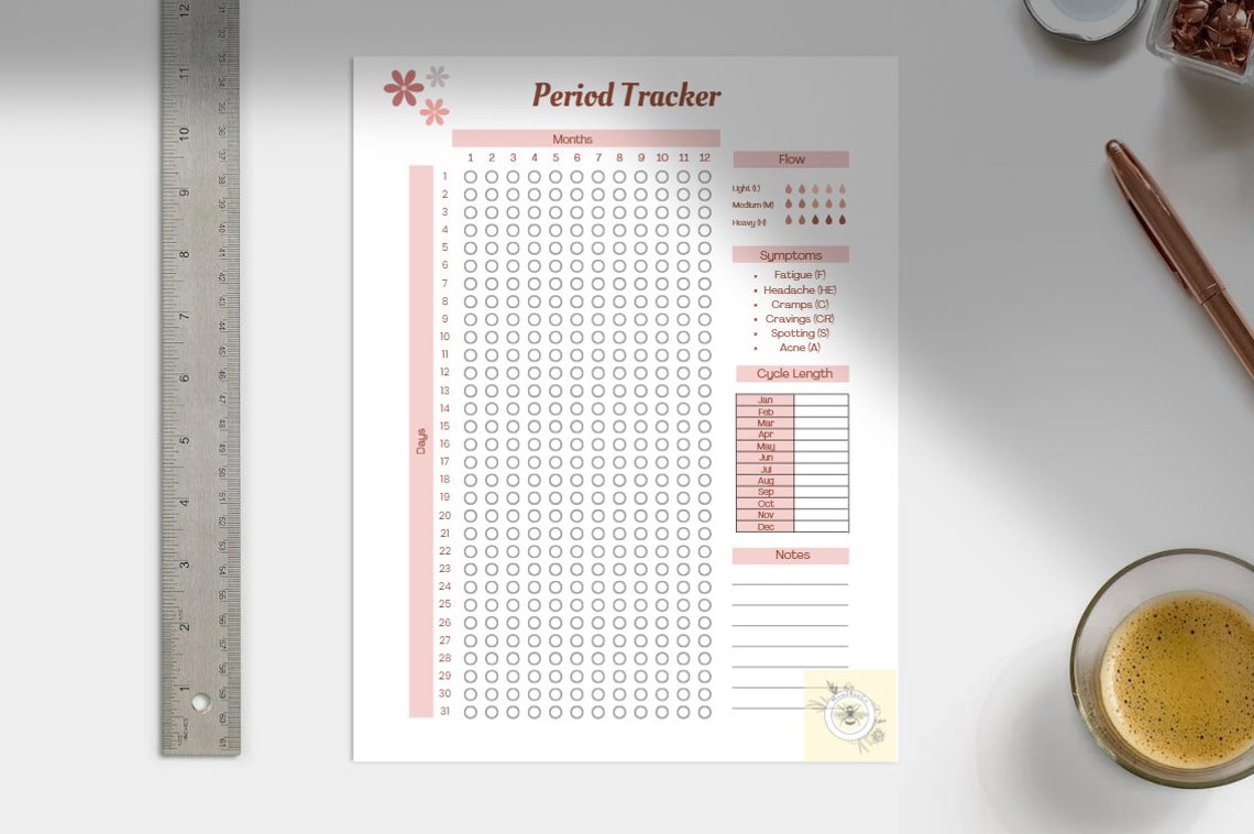 Period Tracker Template | Printable Template - Etsy