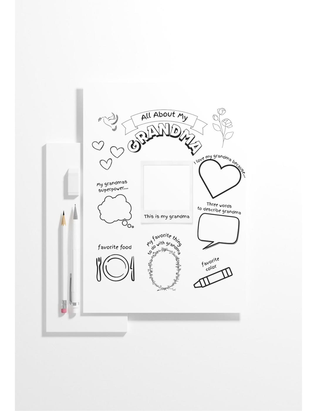 Mother's Day "all About My Grandma/nana/gram" Blank Printable Coloring ...