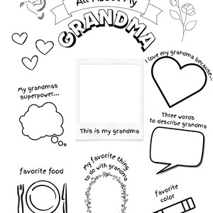 Mother's Day "all About My Grandma/nana/gram" Blank Printable Coloring ...