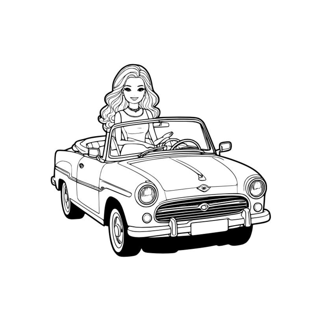Printable Barbie Driving Coloring Page - Etsy Canada