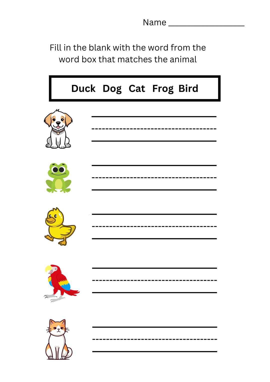 Animal Spelling Worksheets for Kids – Set of 3 Fill-in-the-blank ...