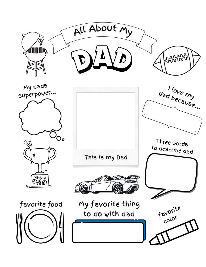 Father's Day "all About My Dad" Printable Coloring Page | Kids Fill-in ...