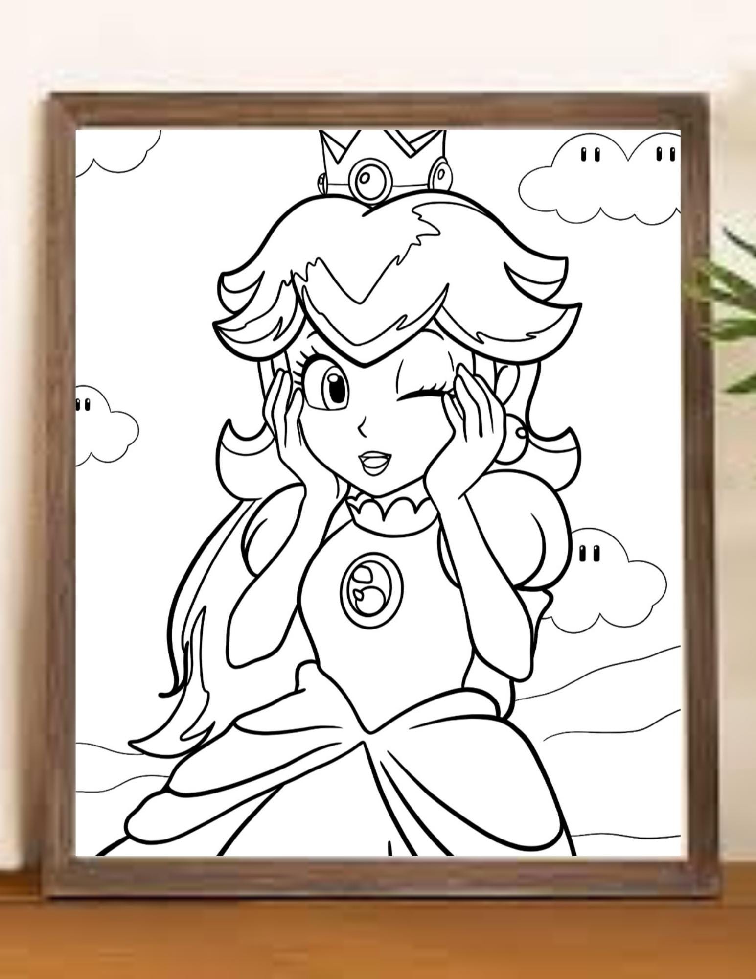 Princess Peach Digital Download Coloring Page - Etsy