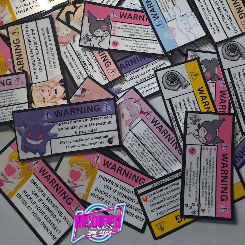 Car Sticker Warning Anime - Etsy