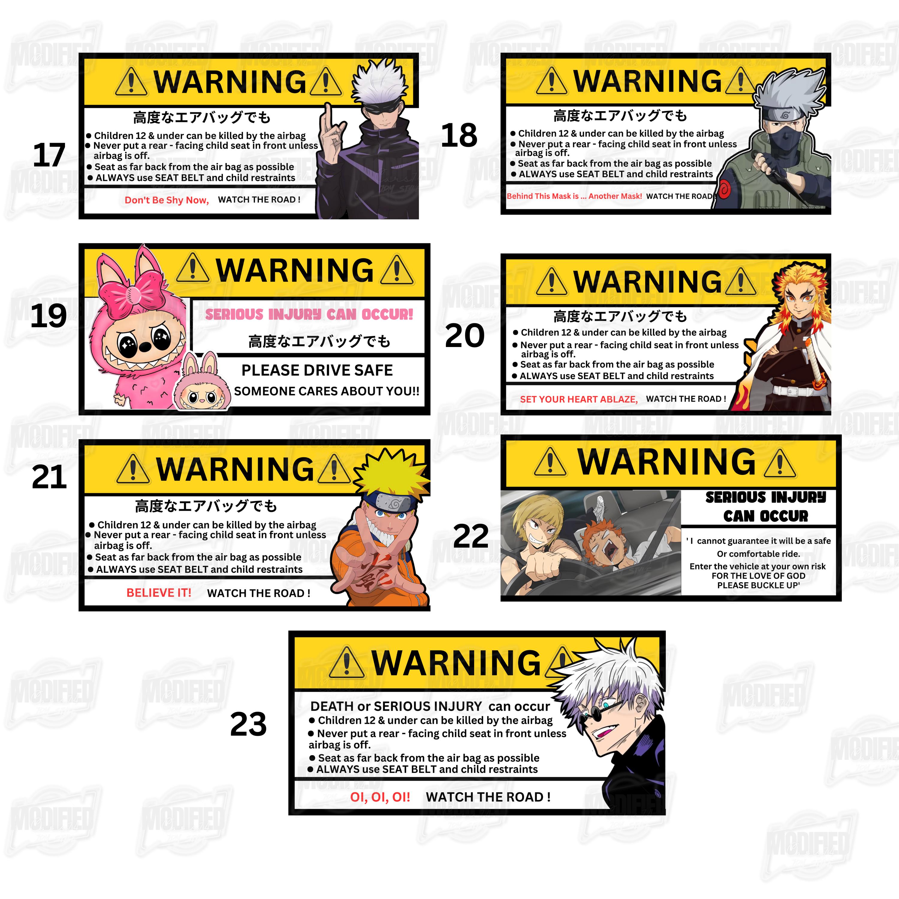 Japanese Anime Warning Sticker | JDM Interior Car Sticker | Waterproof ...