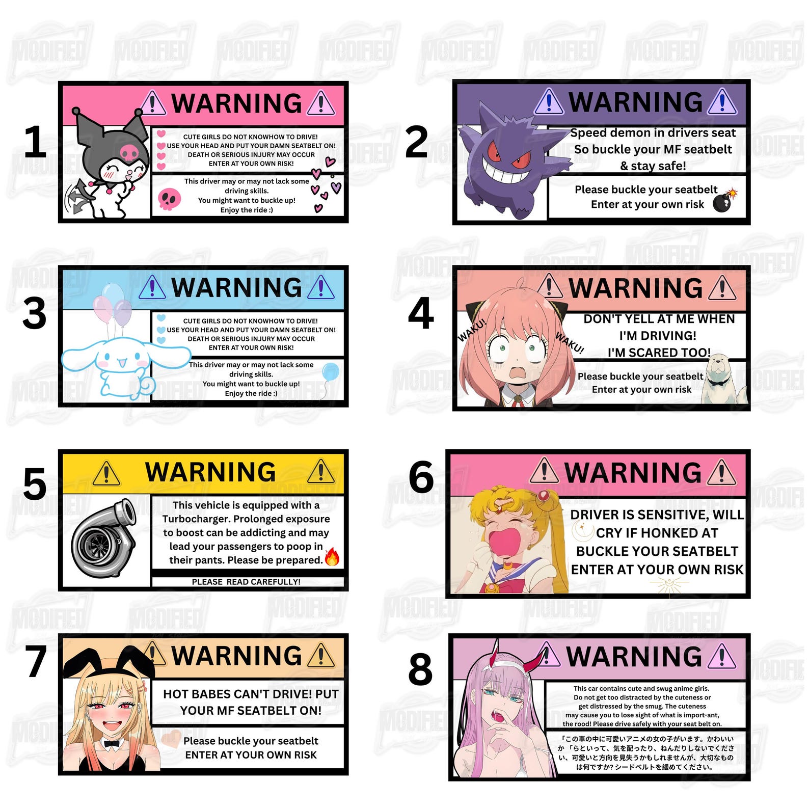 Japanese Anime Warning Sticker | JDM Interior Car Sticker | Waterproof ...