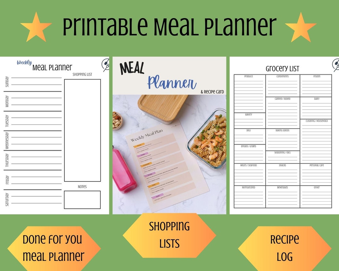 Printable Meal Planner & Recipe Notes - Meal Planning Organizer - Etsy