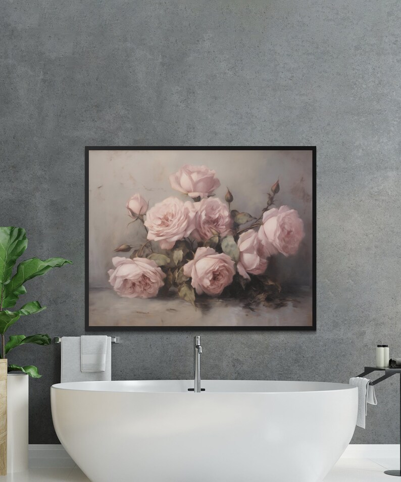Romantic Pink Roses Digital Art, Vintage Floral Download, Printable ...