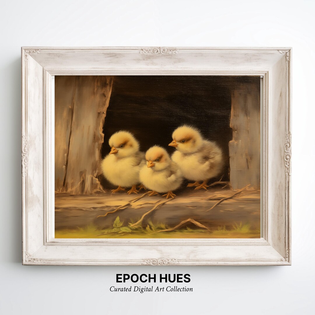 Cute Baby Chicks Digital Art Print, Adorable Chick Wall Decor ...