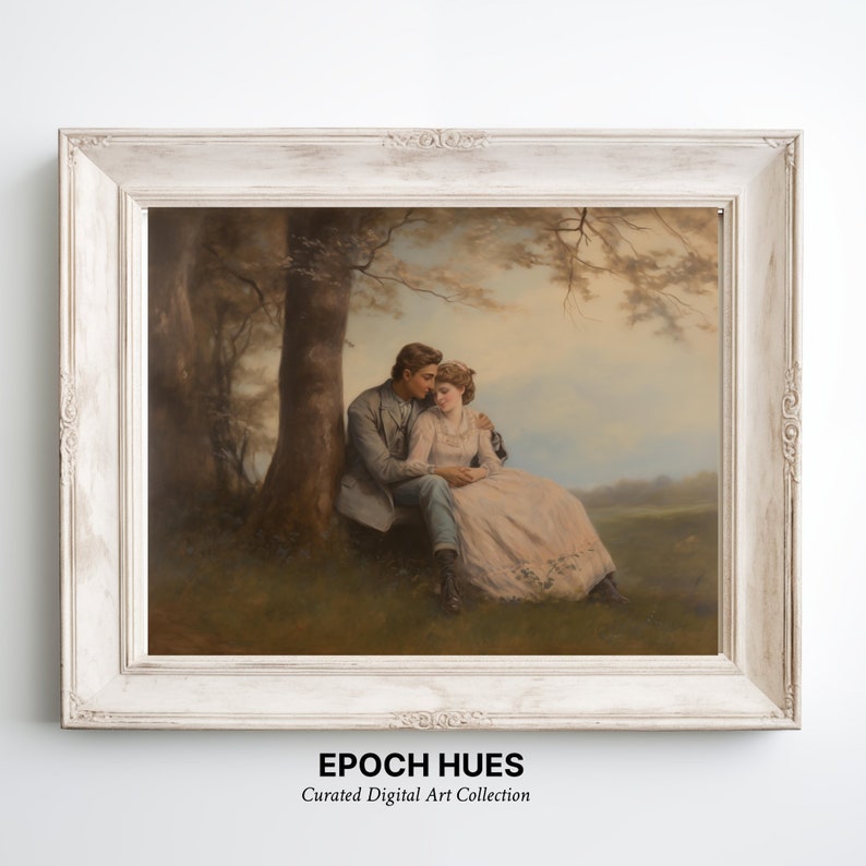 Romantic Vintage Art Print, Classical Couple in Nature, Digital ...