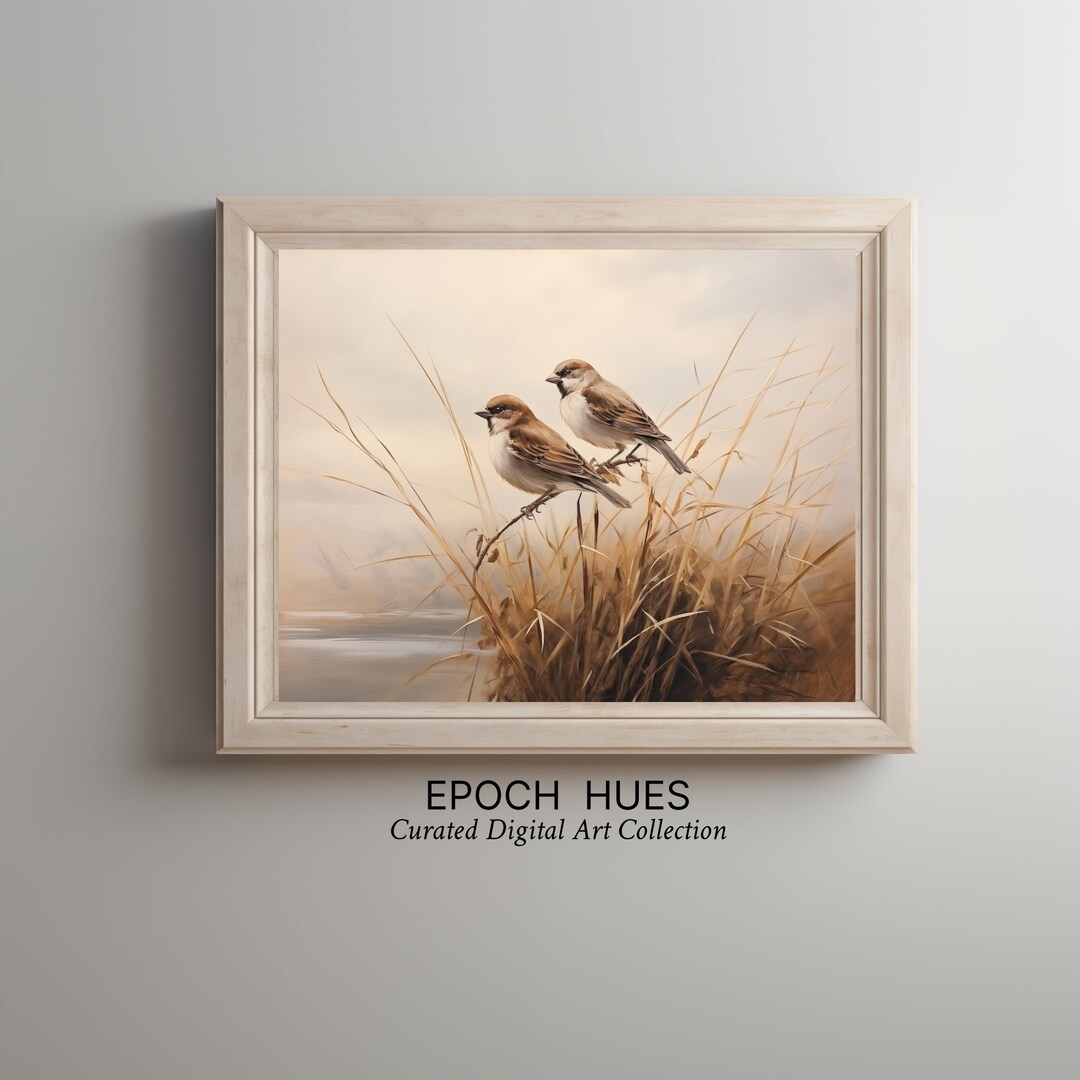 Rustic Bird Digital Art Download, Vintage Sparrow Painting, Printable ...