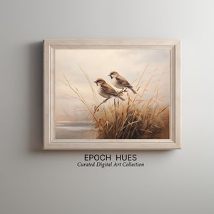 Rustic Bird Digital Art Download, Vintage Sparrow Painting, Printable ...