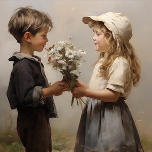 Vintage Children Art, Digital Download, Classic Oil Painting, Victorian ...