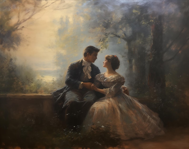 Romantic Victorian Couple Digital Painting, Classic Artwork Download ...