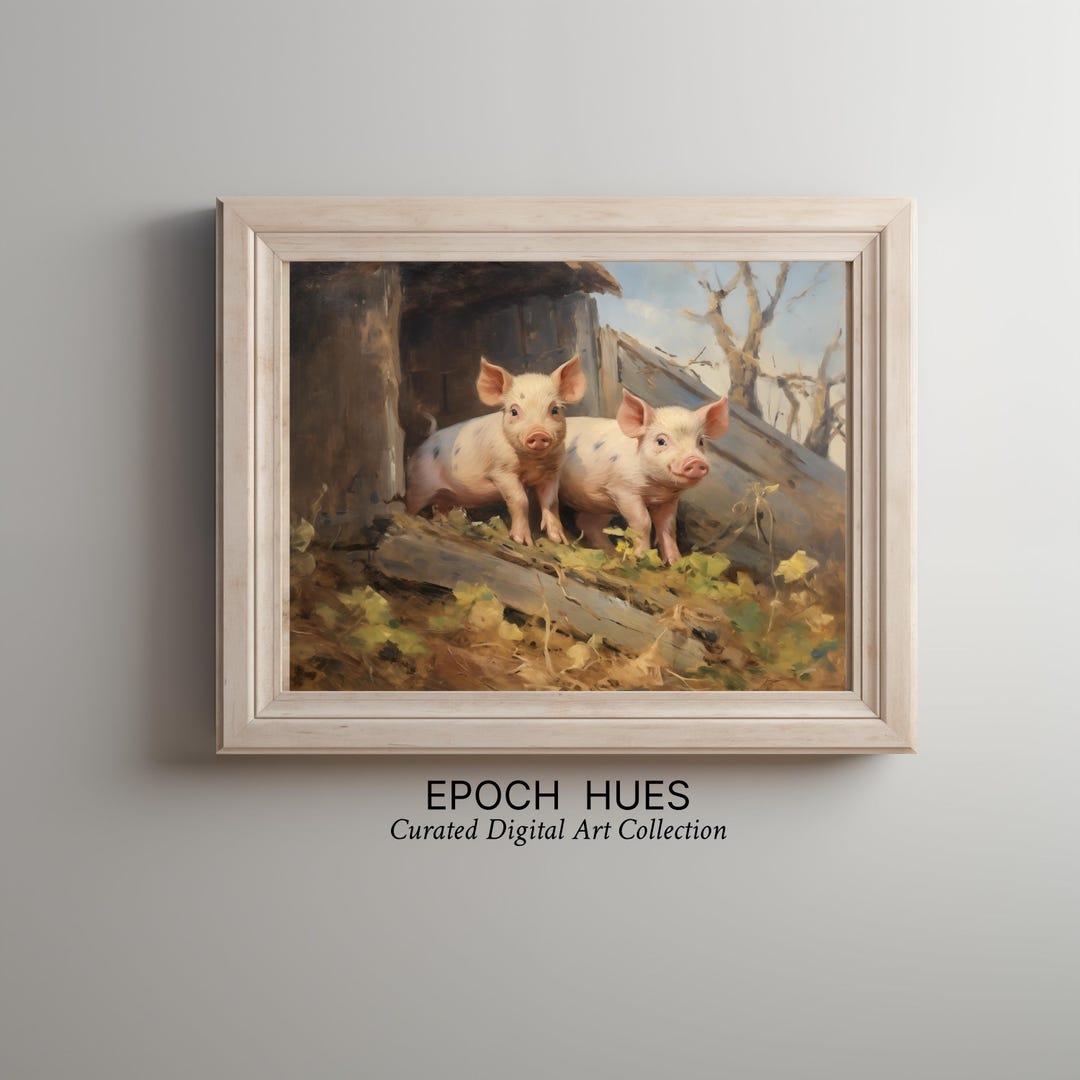 Piglet Art Print, Rustic Farmhouse Animal Decor, Country Wall Art, Cute ...