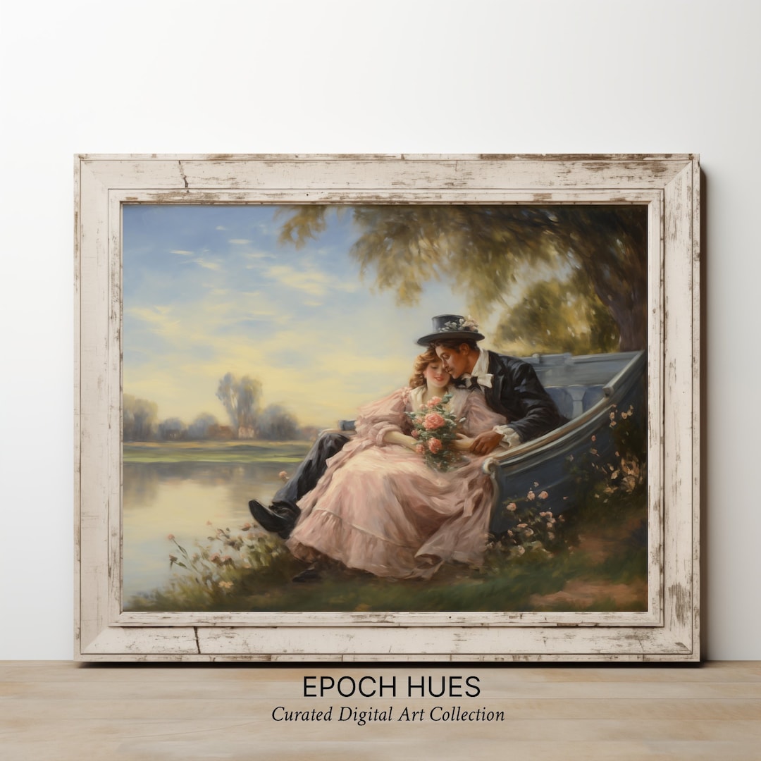 Romantic Vintage Painting Digital Download, Victorian Couple in Love ...