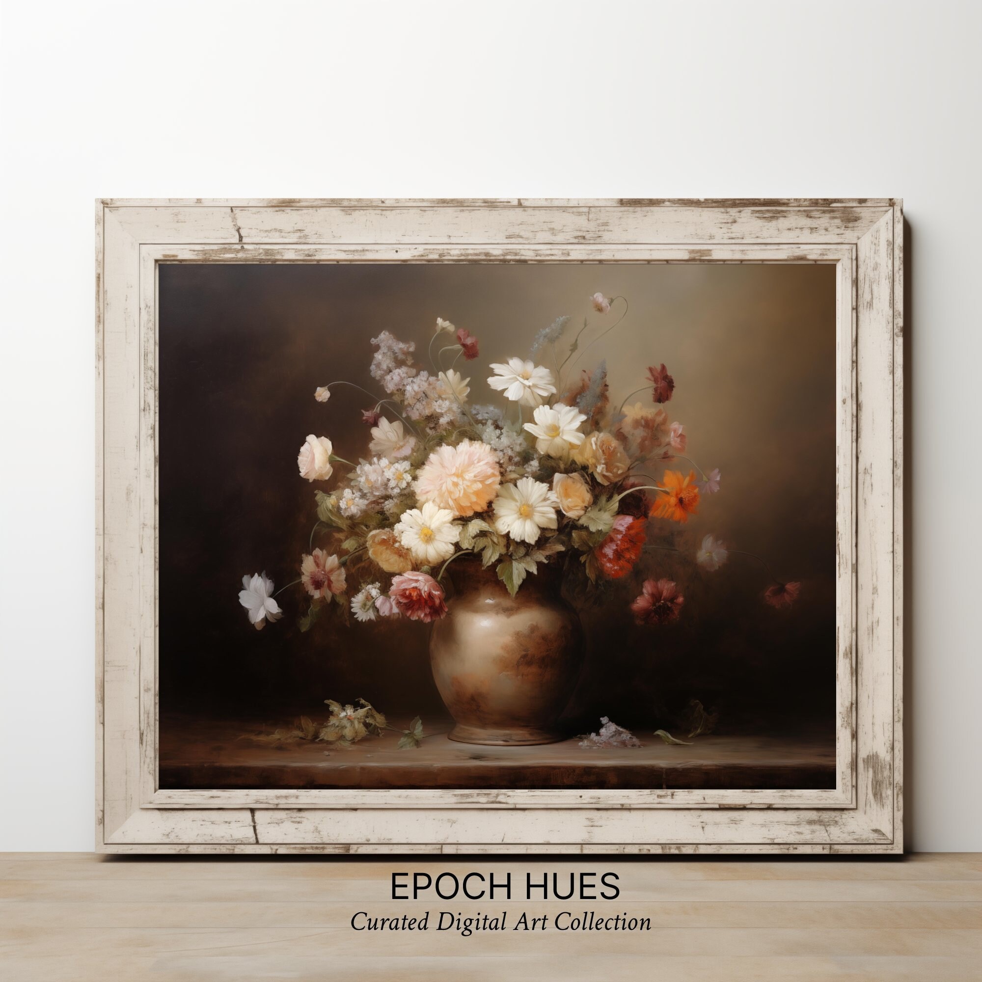 Vintage Floral Digital Artwork, Classic Still Life Painting Download ...