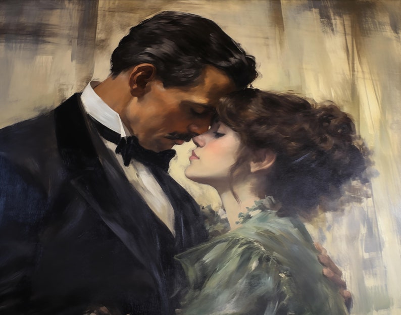 Romantic Vintage Couple Art Print, Digital Download, Classic Love ...