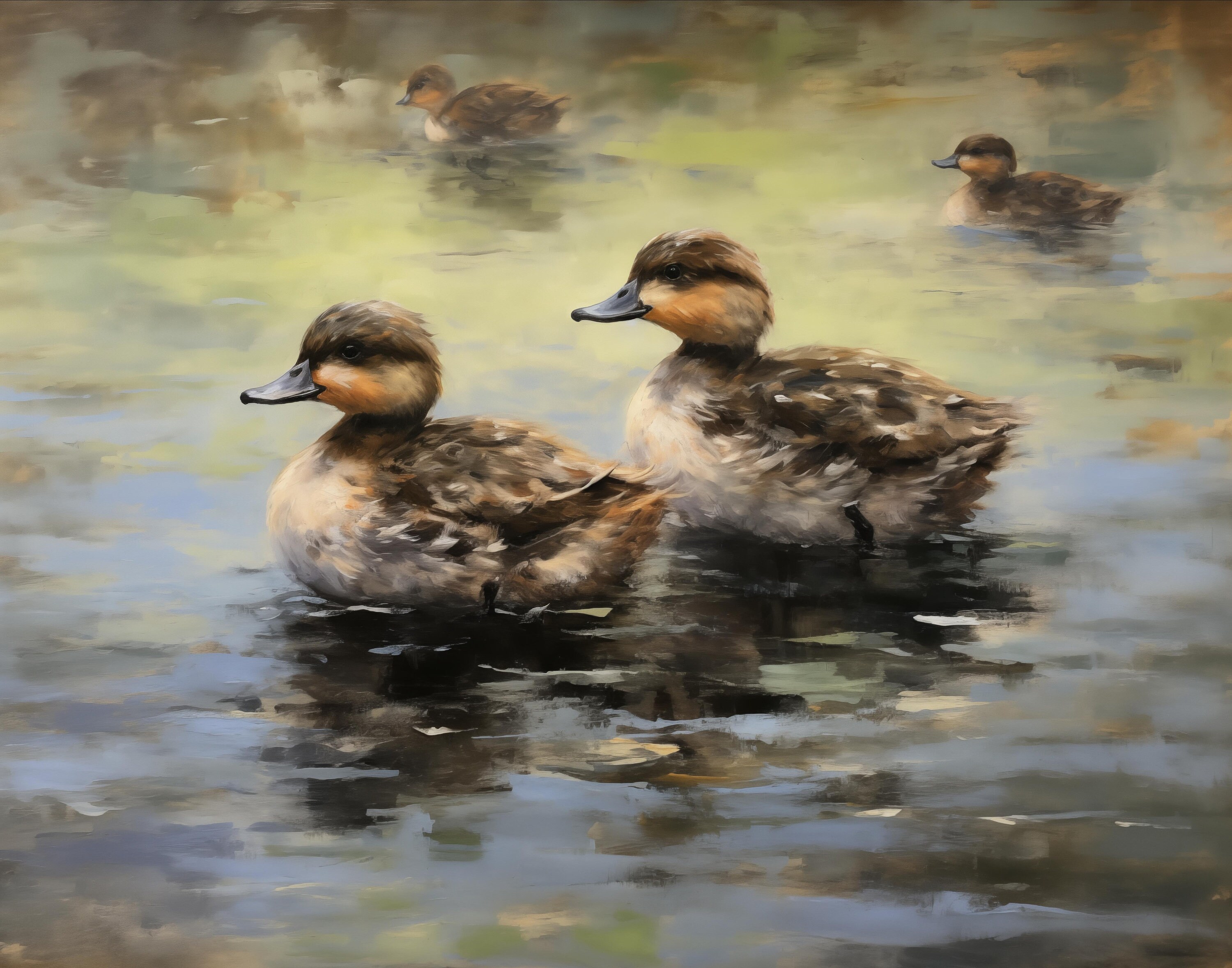 Watercolor Ducks Print, Digital Download, Nature Wall Art, Bird ...