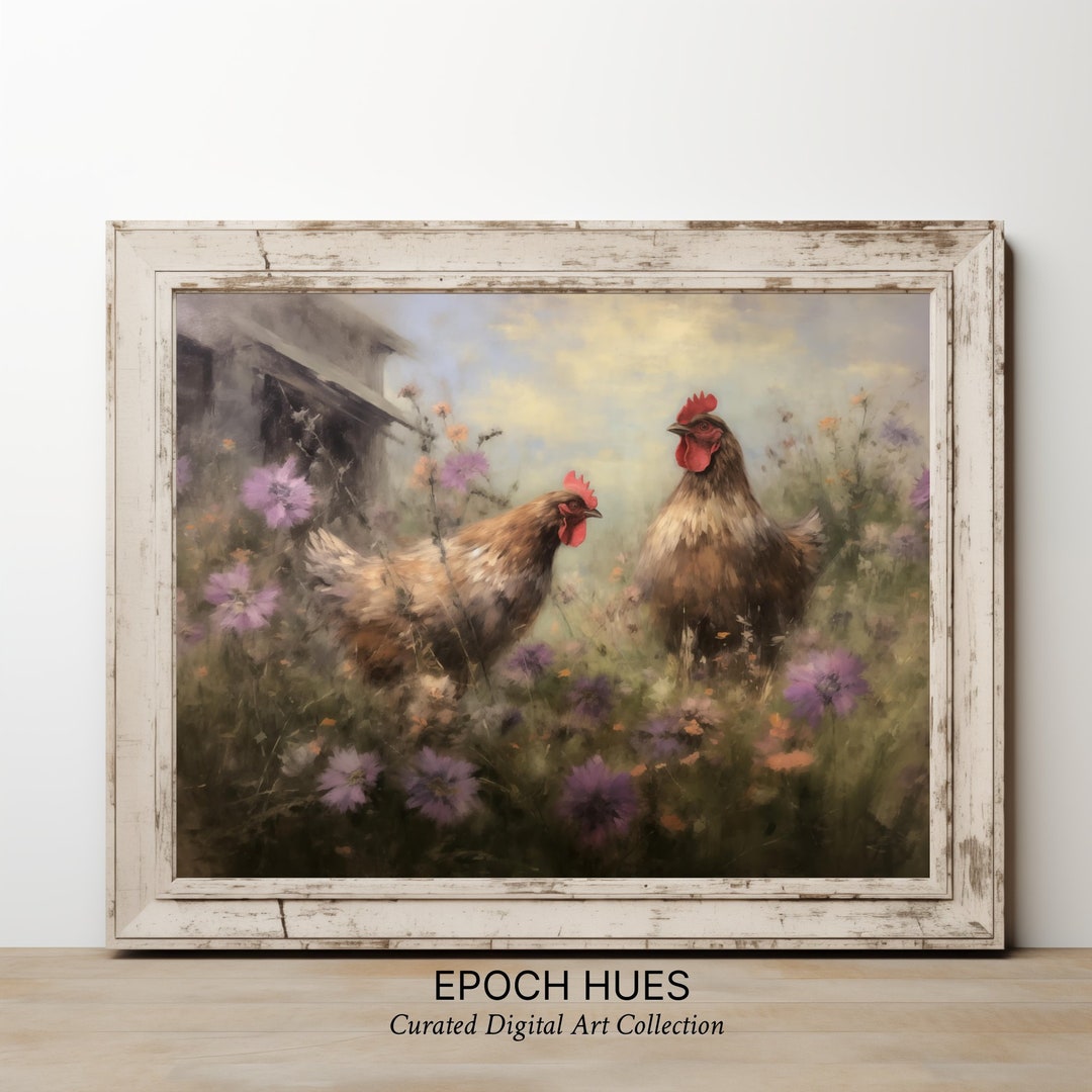 Rustic Chicken Art Digital Download, Farmhouse Kitchen Wall Decor ...