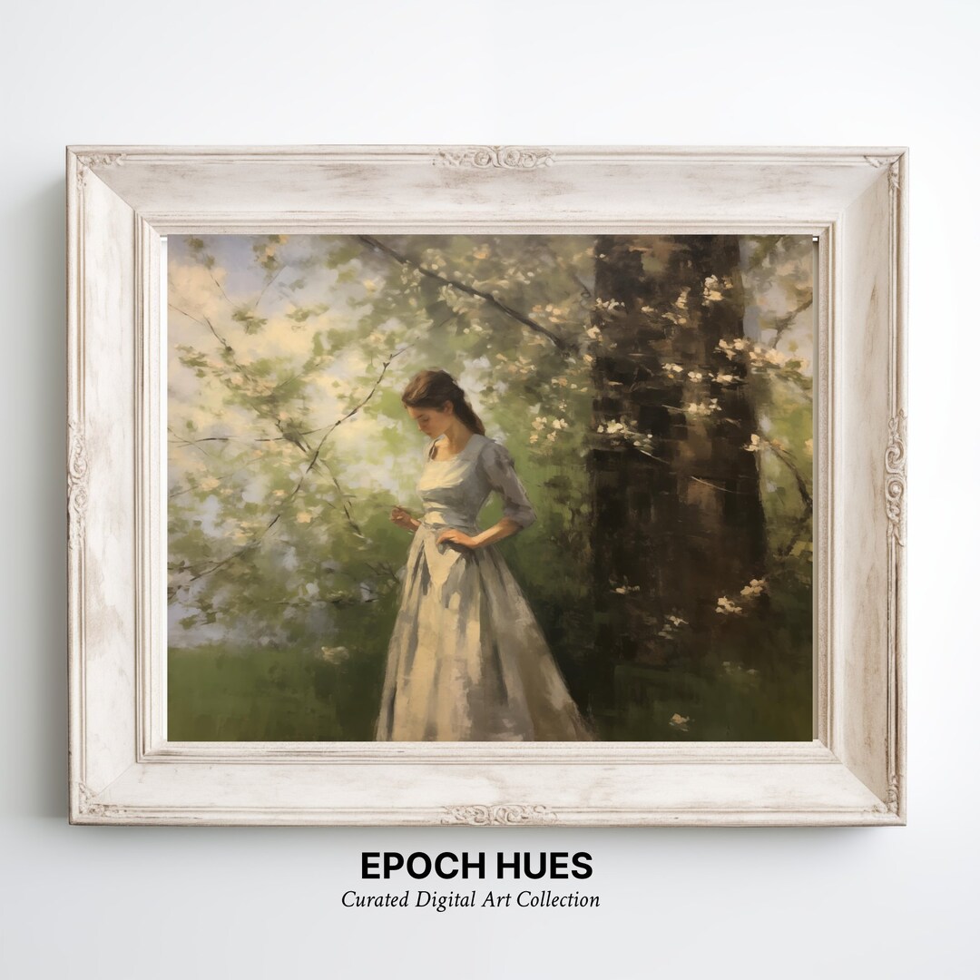 Victorian Lady in Spring Garden Digital Art, Vintage-inspired Pastoral ...