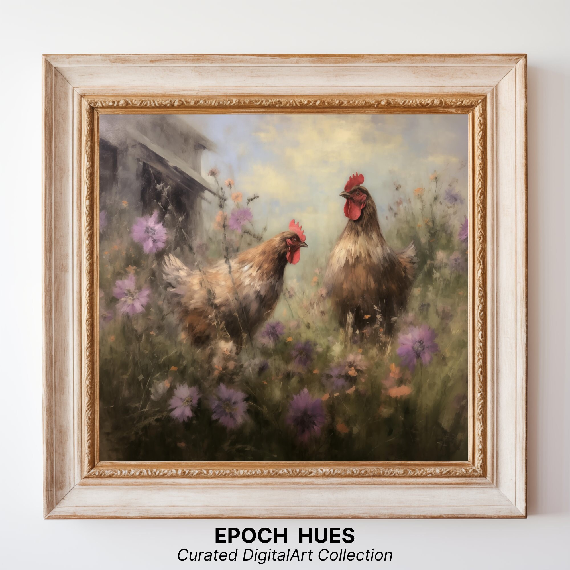 Rustic Chicken Art Digital Download, Farmhouse Kitchen Wall Decor ...