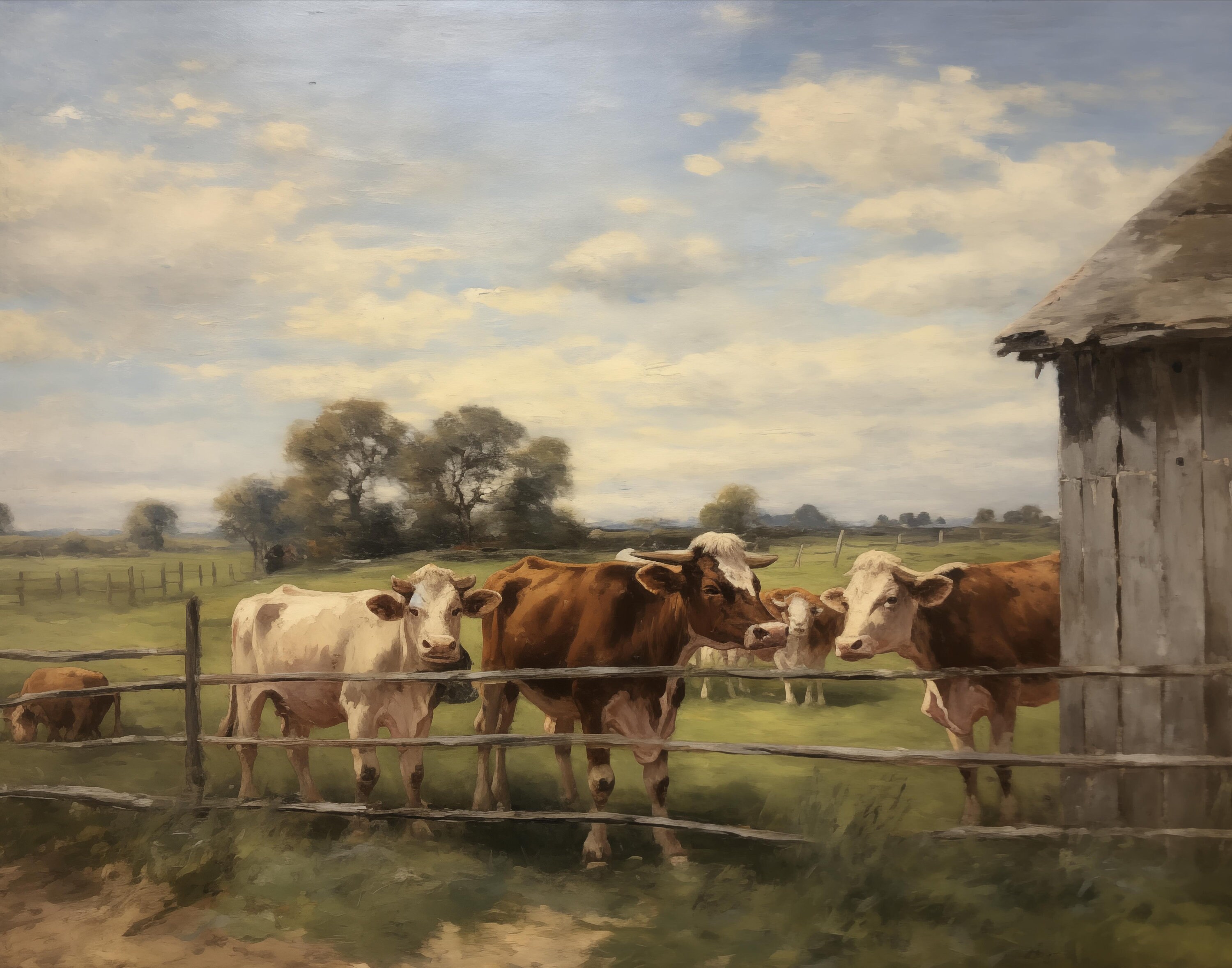 Rustic Farmhouse Cows Painting, Digital Download, Printable Country ...