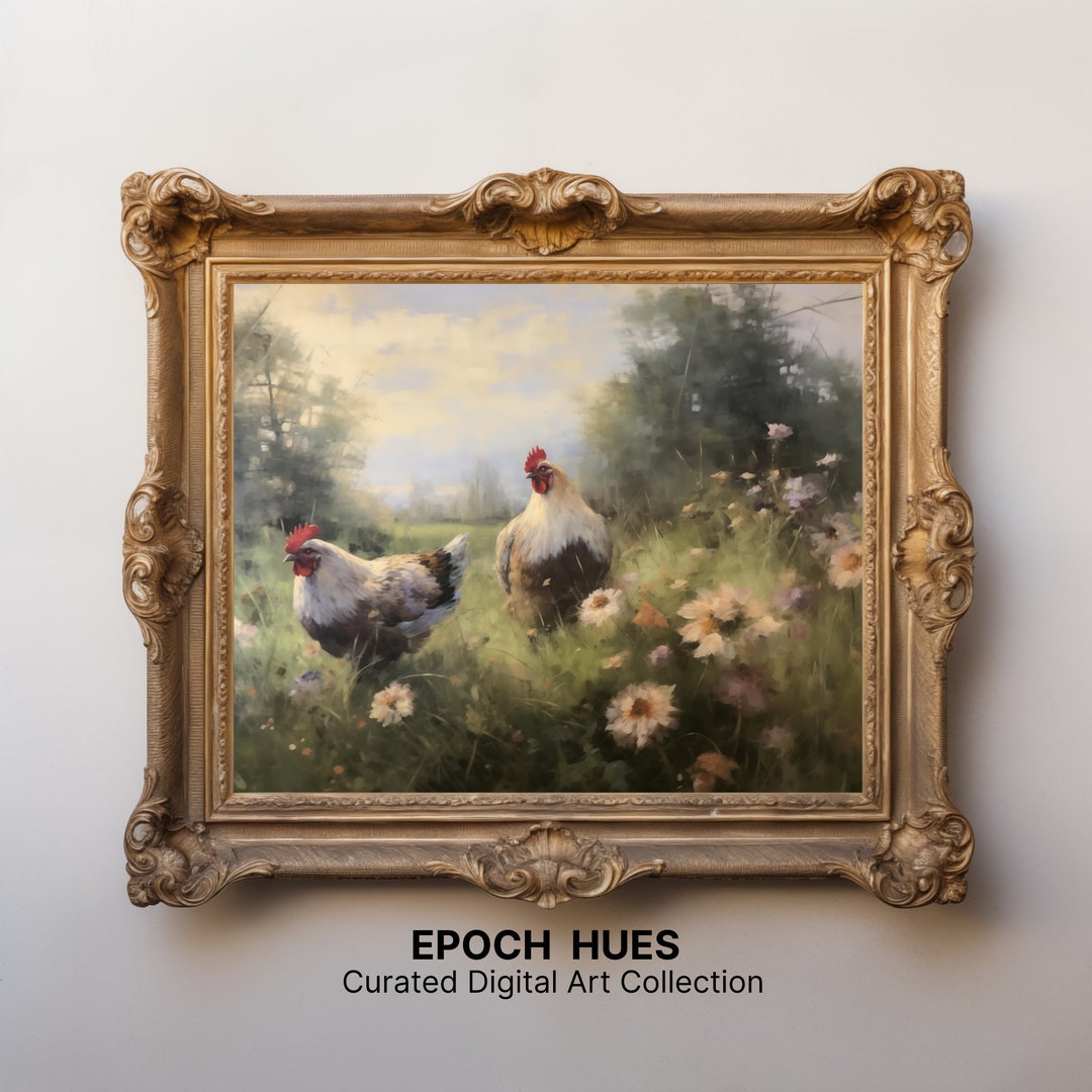 Rustic Chicken Digital Art Print, Farmhouse Kitchen Wall Decor ...