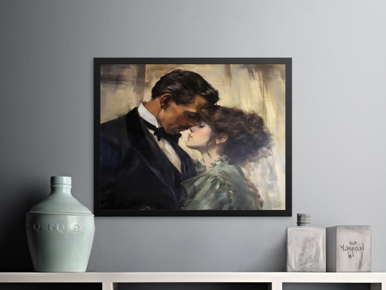 Romantic Vintage Couple Art Print, Digital Download, Classic Love ...