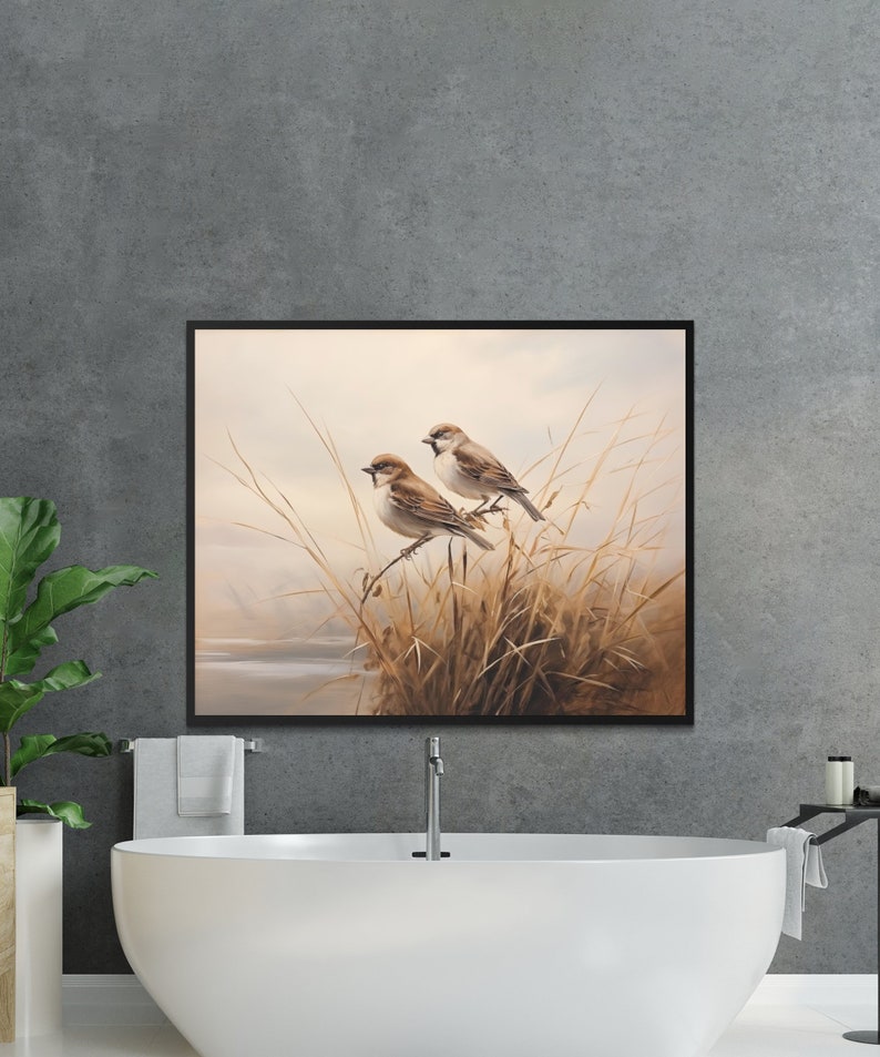 Rustic Bird Digital Art Download, Vintage Sparrow Painting, Printable ...
