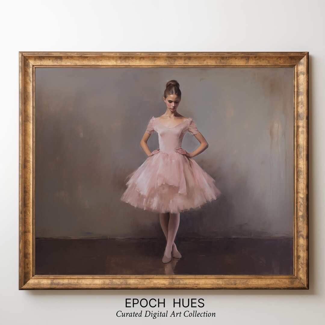 Elegant Ballerina Digital Art Print, Pink Ballet Dress Painting, Dancer ...