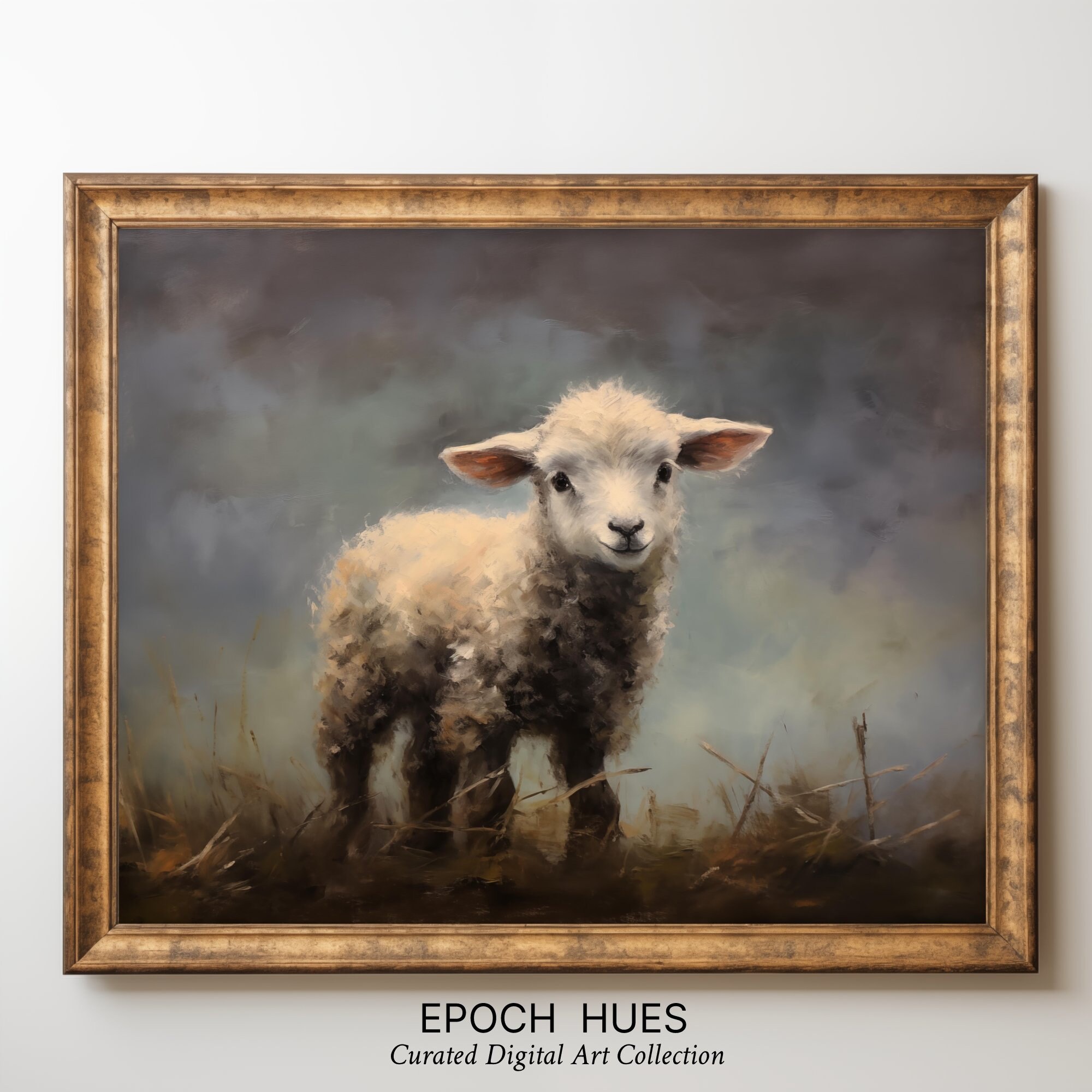 Baby Sheep Art Print, Farm Animal Nursery Decor, Printable Lamb Portrait, Rustic Farmhouse Wall ...