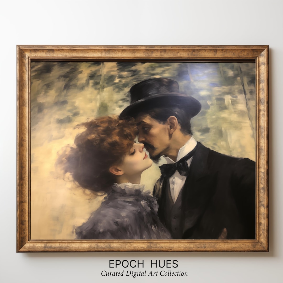 Romantic Vintage Painting Digital Download, Victorian Couple Artwork ...